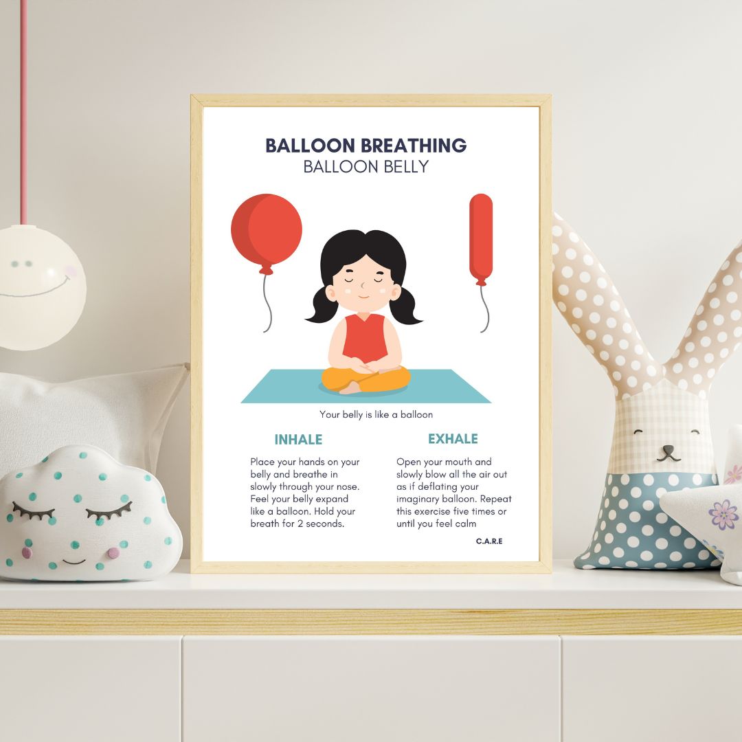 Calm Kids Collection: 5 Breathing Exercise Wall Art Prints – Cause A Ripple Effect (C.A.R.E)