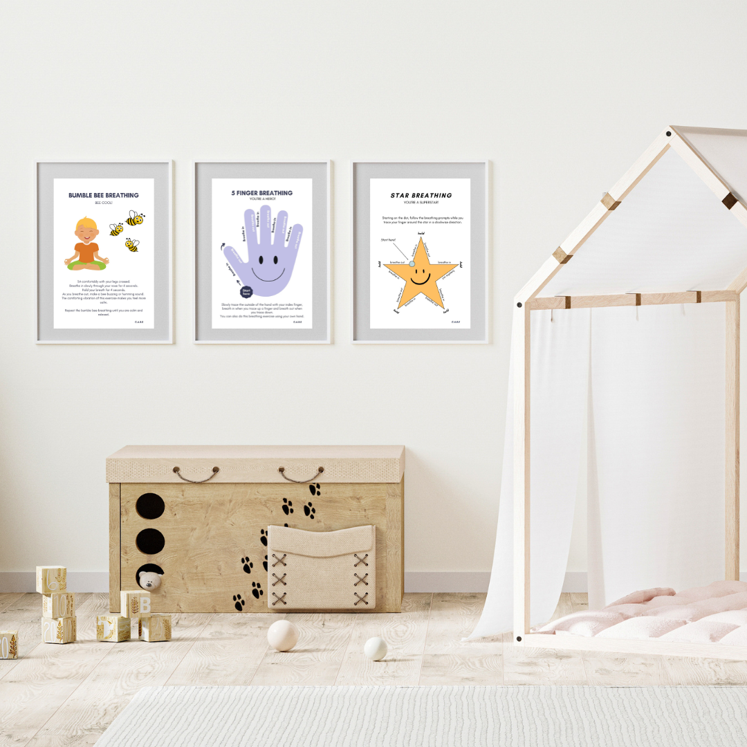 Calm Kids Collection: 5 Breathing Exercise Wall Art Prints – Cause A Ripple Effect (C.A.R.E)